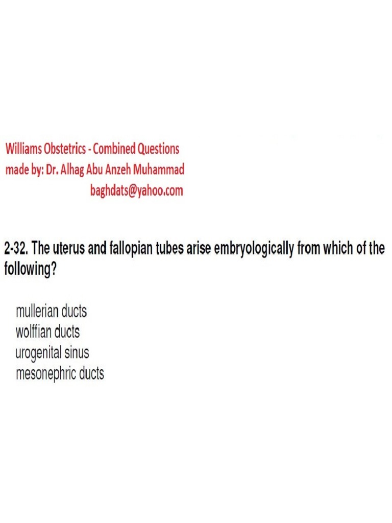 MSQ Williams Obstetrics & Gynecology - Selected Questions - 2 | PDF