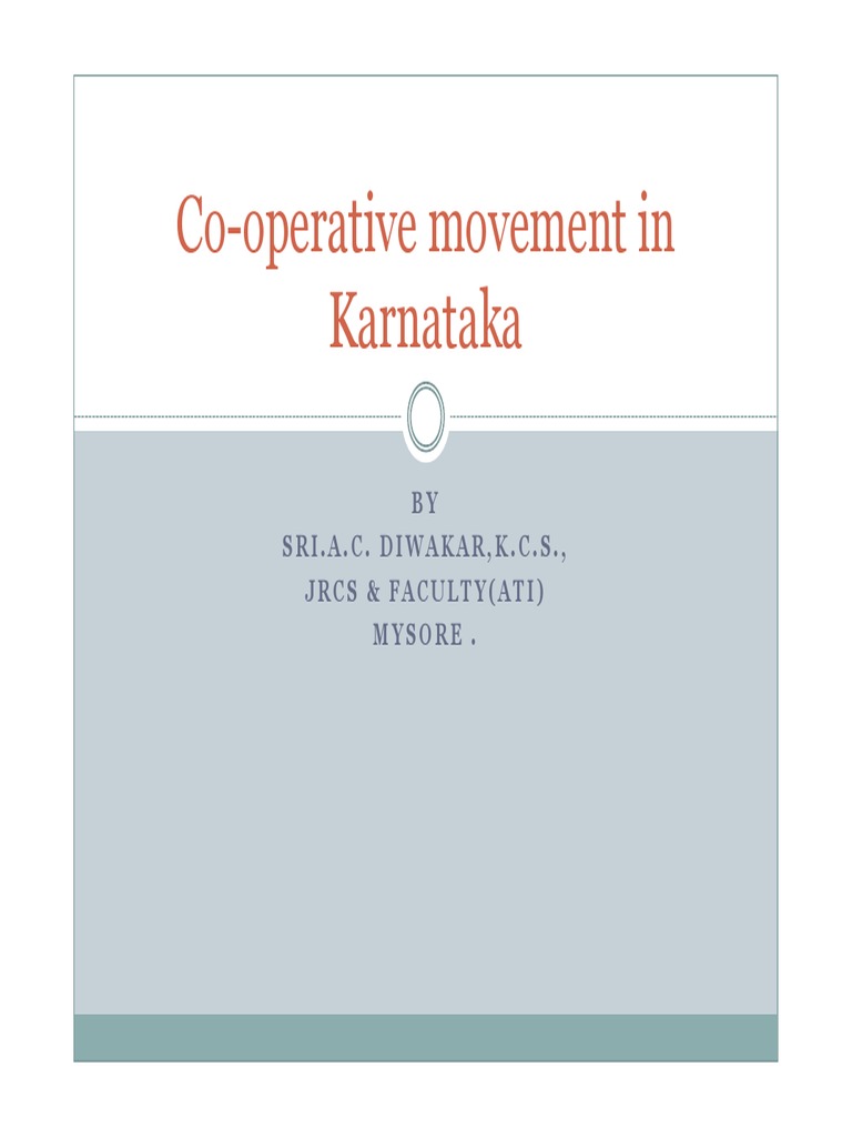 Co-Operative Movement in Karnataka Updated | PDF | Cooperative | Milk