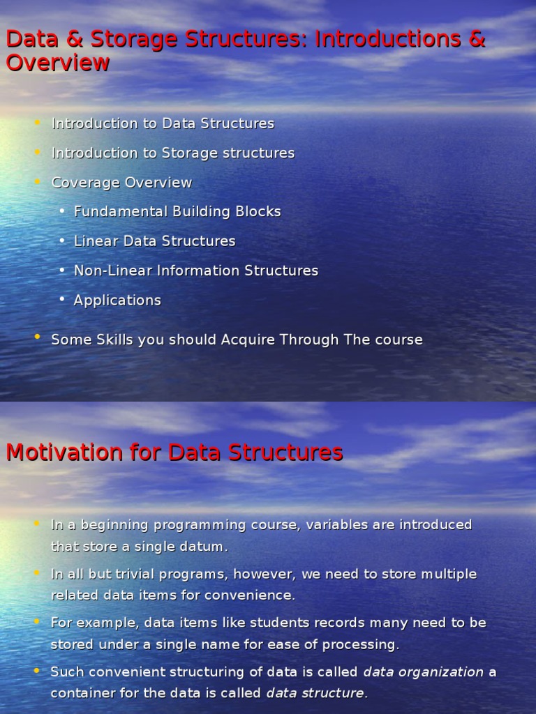 Data And Storage Structures Introductions And Pdf Computer Data Storage Data Structure
