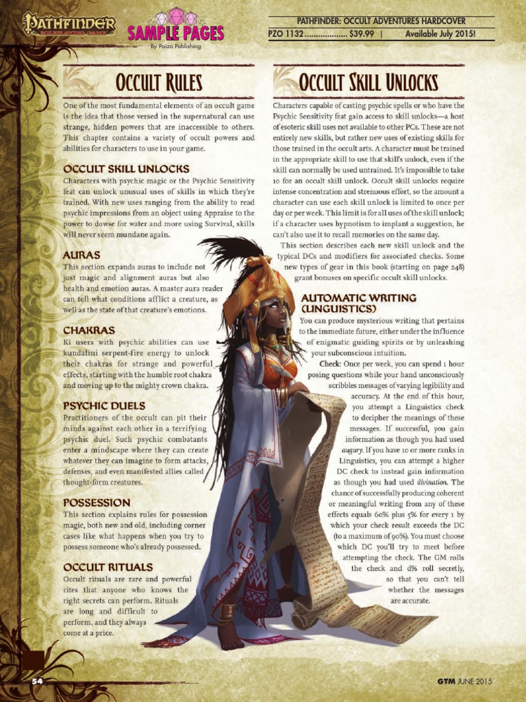 Pathfinder Occult Adventures Release | PDF