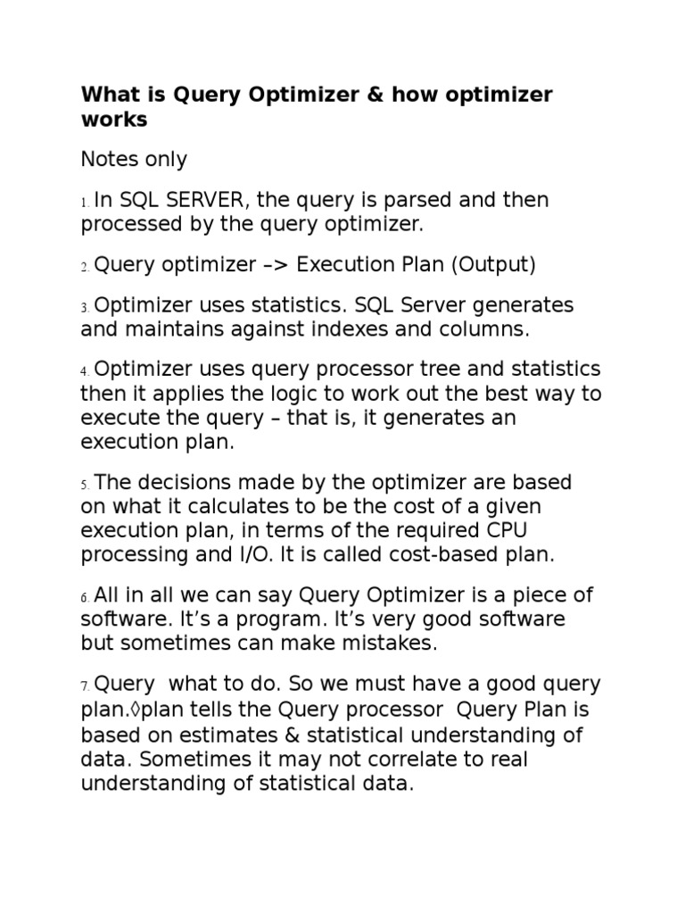 What Is Query Optimizer | PDF
