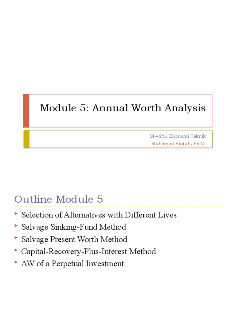 Module 5 Annual Worth Analysis | PDF | Interest | Present Value