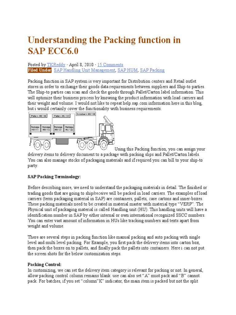 Understanding The Packing Function in SAP | PDF | Packaging And ...