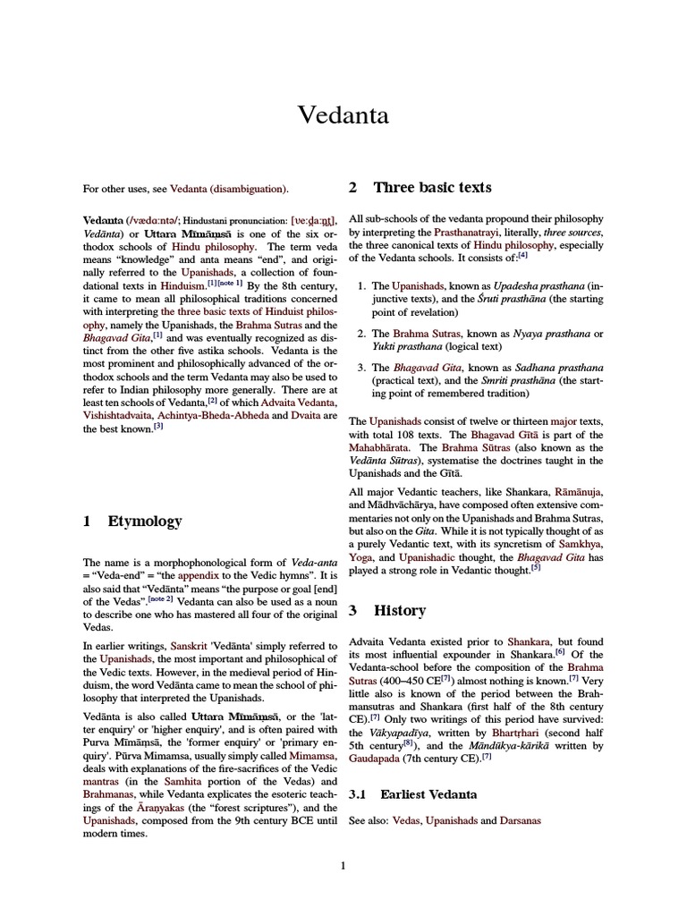 Vedanta School of Philosophy | PDF | Vedanta | Brahman