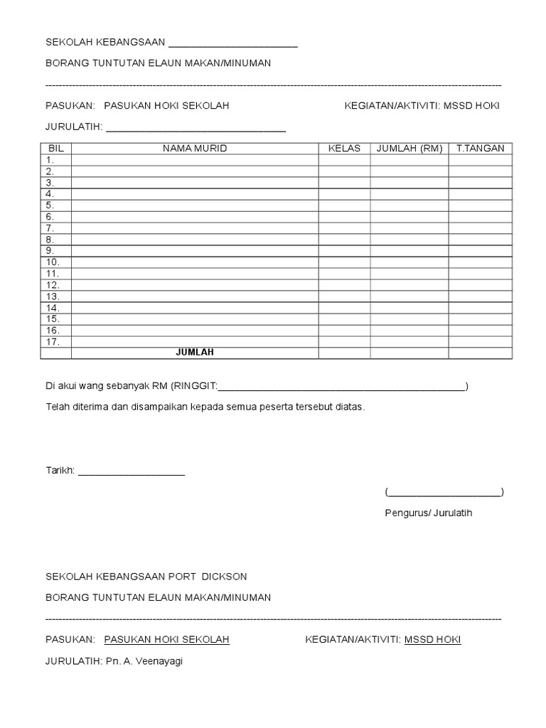 Borang Claim Hoki KOSONG | PDF
