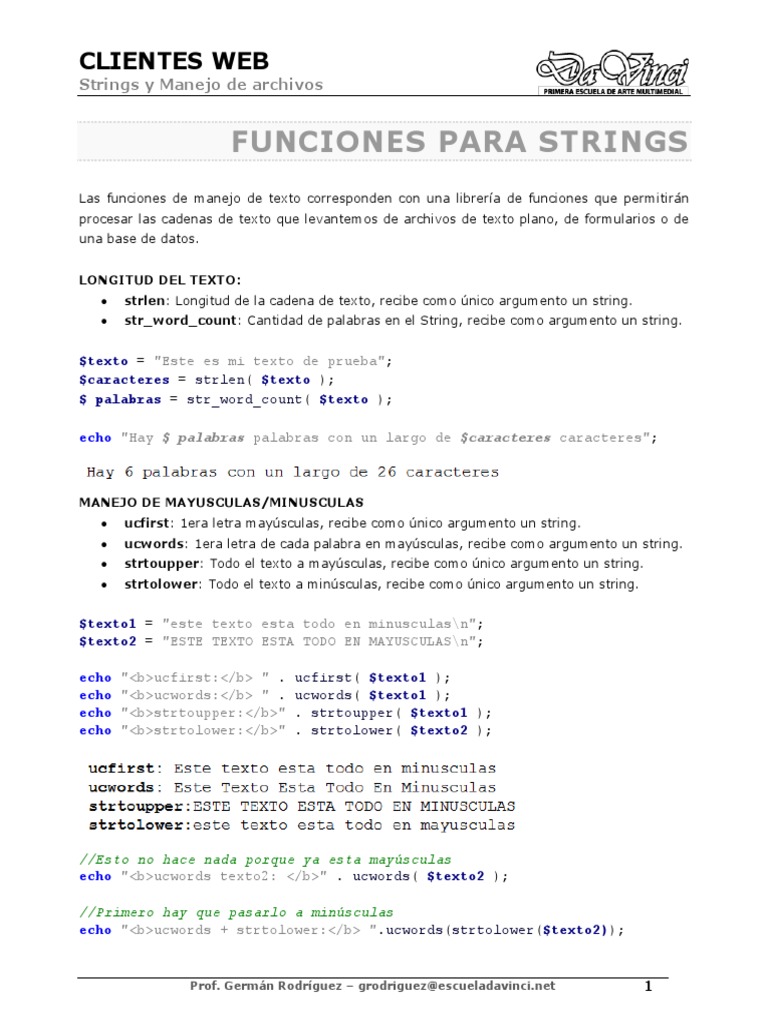 Funciones Php Para Manejo De Strings Pdf Archivo De Computadora 4585