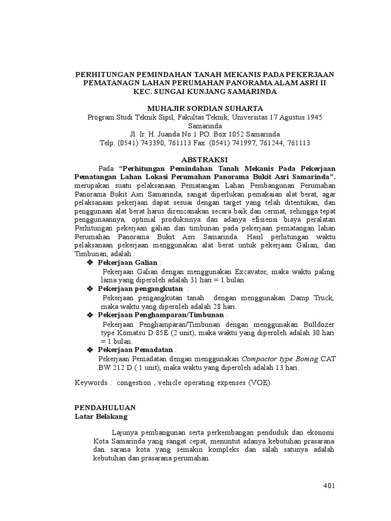 Perhitungan Pemindahan Tanah Mekanis | PDF