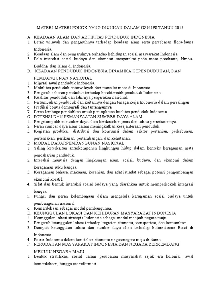 Kisi-Kisi Osn Ips SMP | PDF