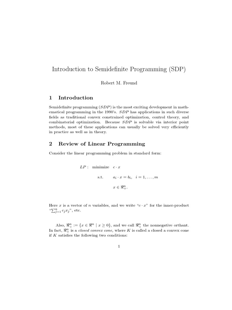 Mit6 251JF09 SDP | PDF | Linear Programming | Mathematical Optimization