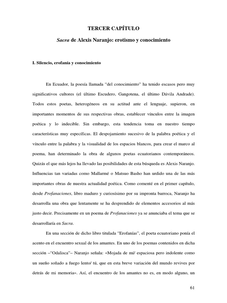 Ensayo Sobre Sacra, Poemario de Alexis Naranjo | PDF | Poesía | Los ...