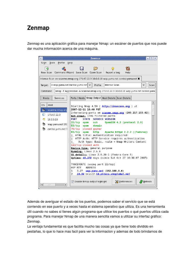 Zenmap | PDF | Interfaz de línea de comando | Interfaces gráficas de usuario