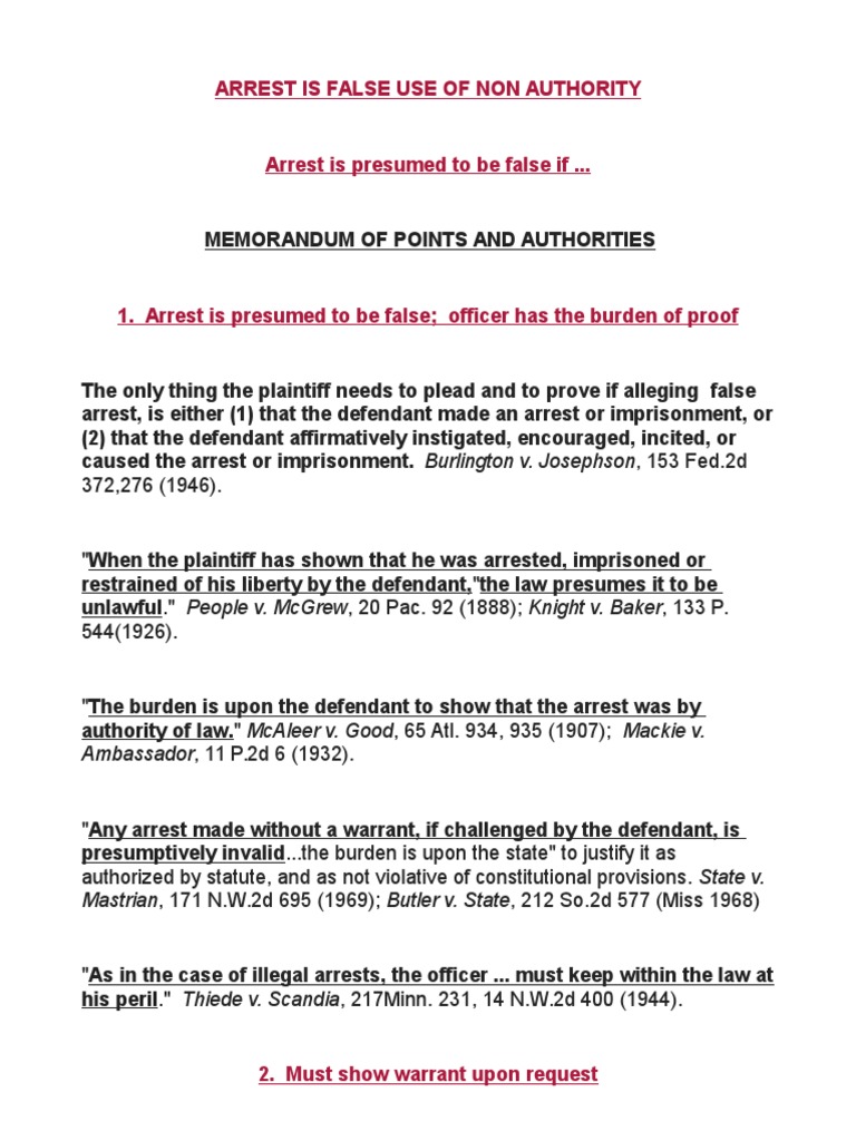 False Arrest Legal Principles Explained | PDF | Politics | Social Science