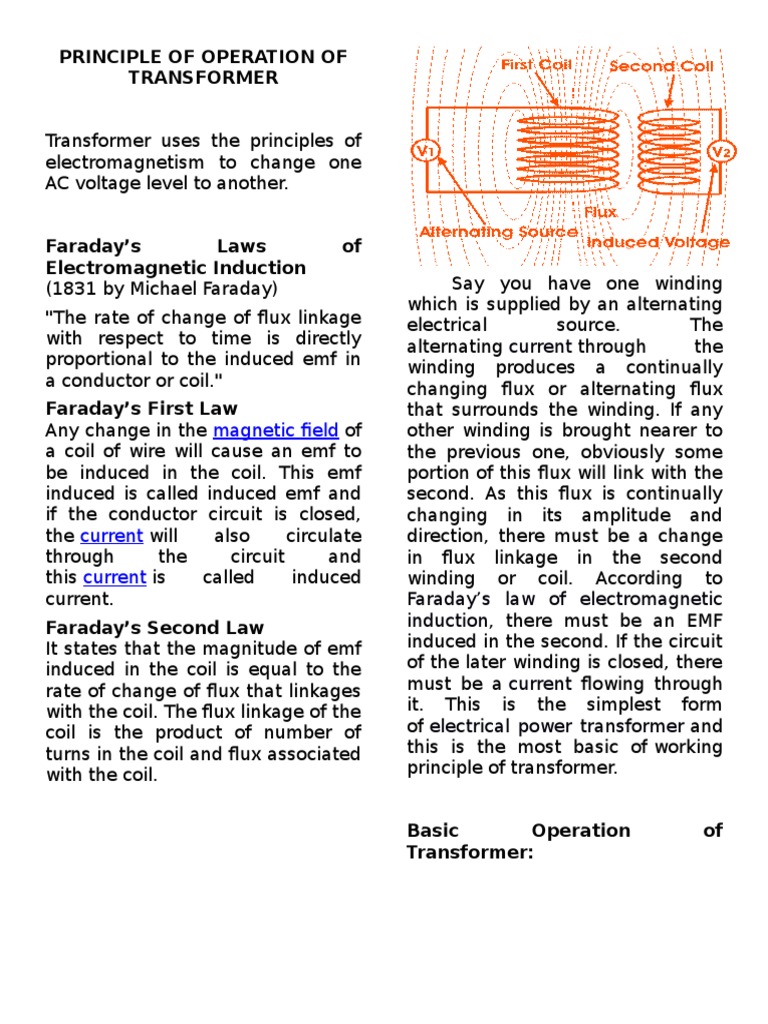 Principle of Operation of Transformer | PDF | Inductor ...