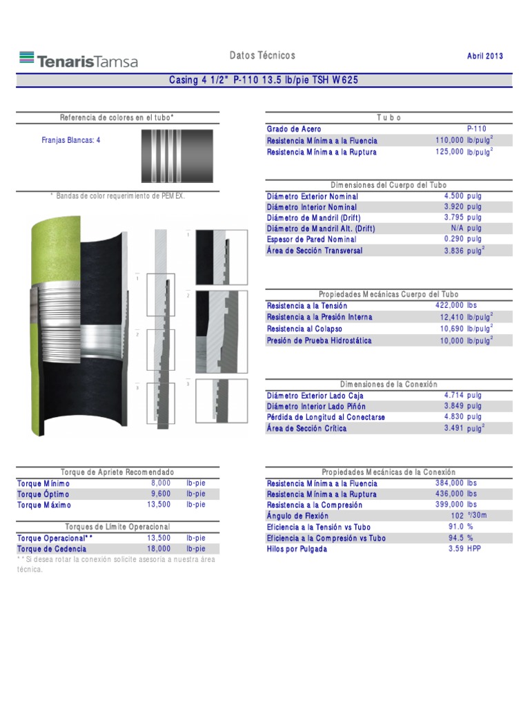 Datasheet Tubo P-110 Tenaris | PDF | Física Aplicada e ...