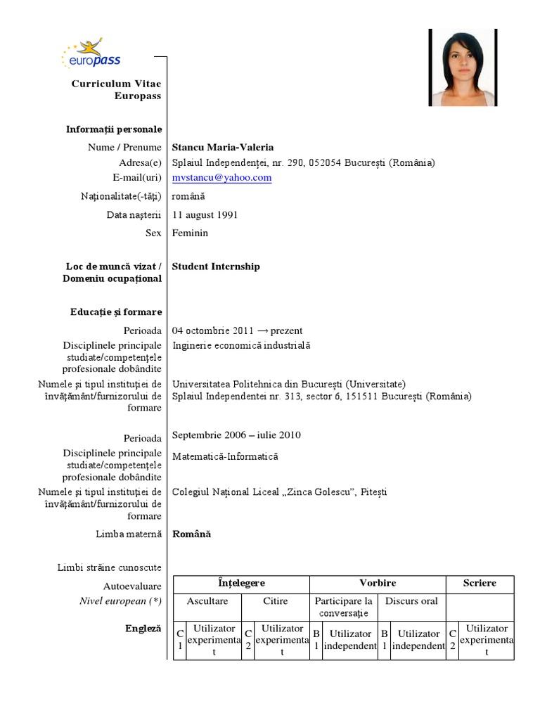 Cv Europass