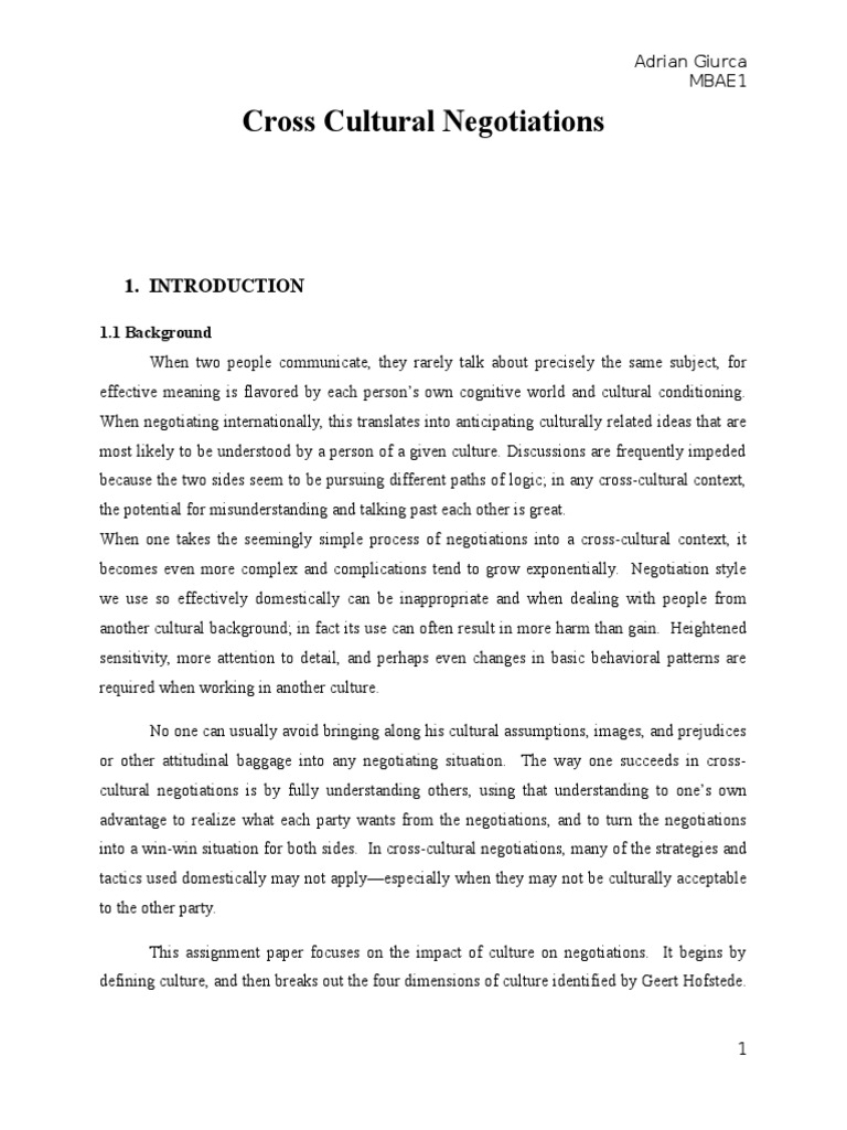 Cross Cultural Negotiation | PDF | Negotiation | Etiquette
