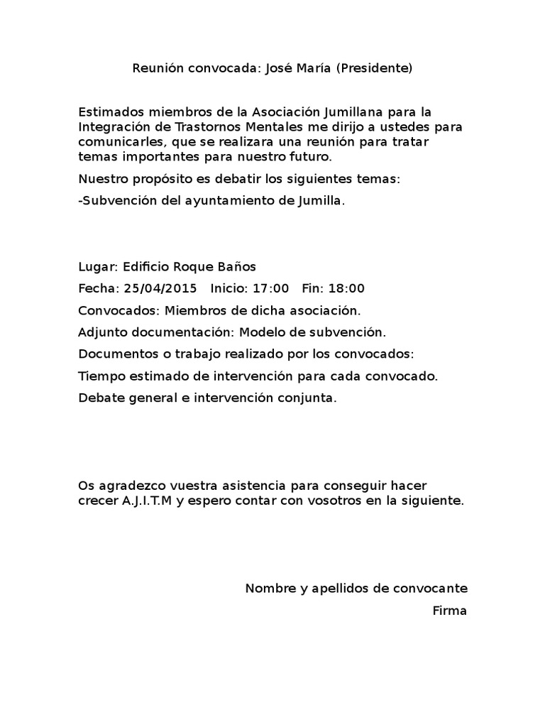 Carta de Invitacion A Una Reunion | PDF