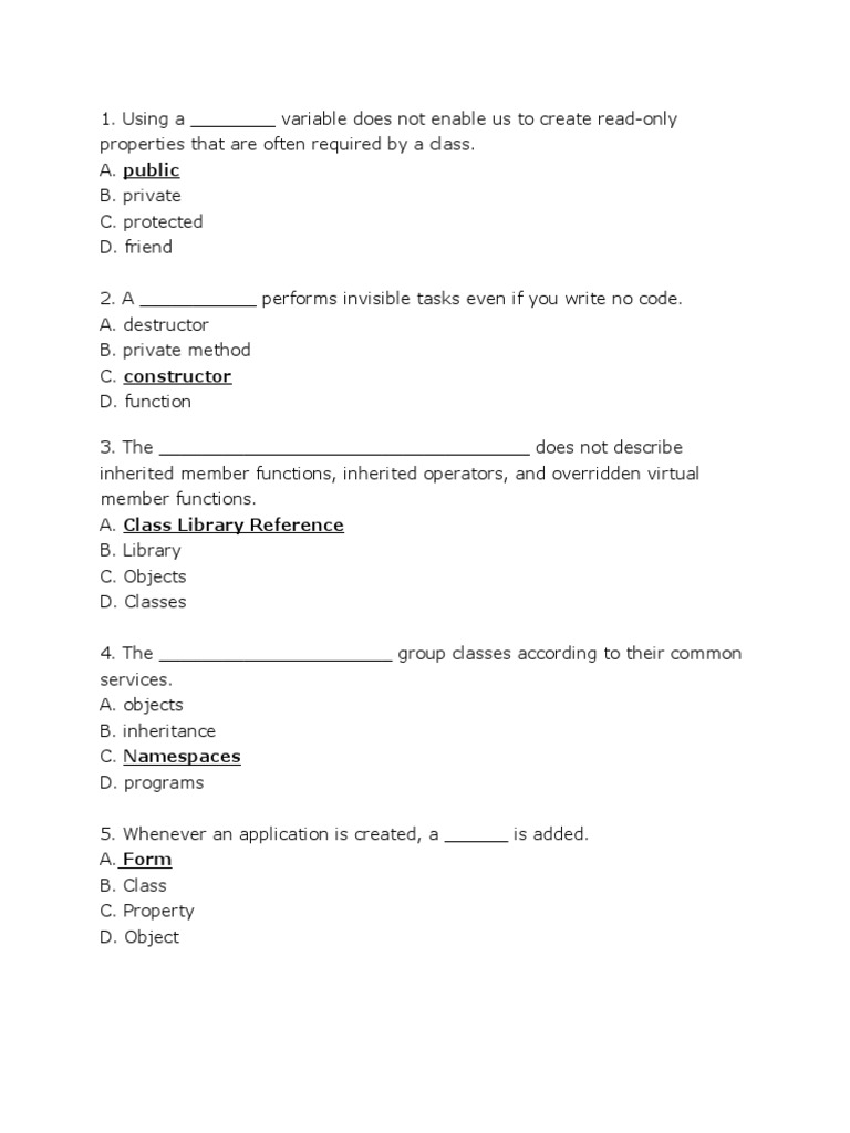 MCQ On | PDF | Method (Computer Programming) | Class (Computer Programming)