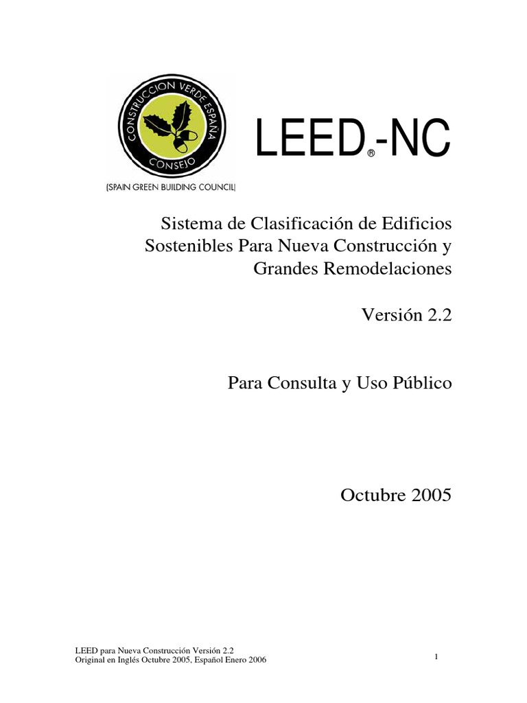 Manual Certificacion Leed 2 2 Esp 01. | PDF | Liderazgo en Energía y ...