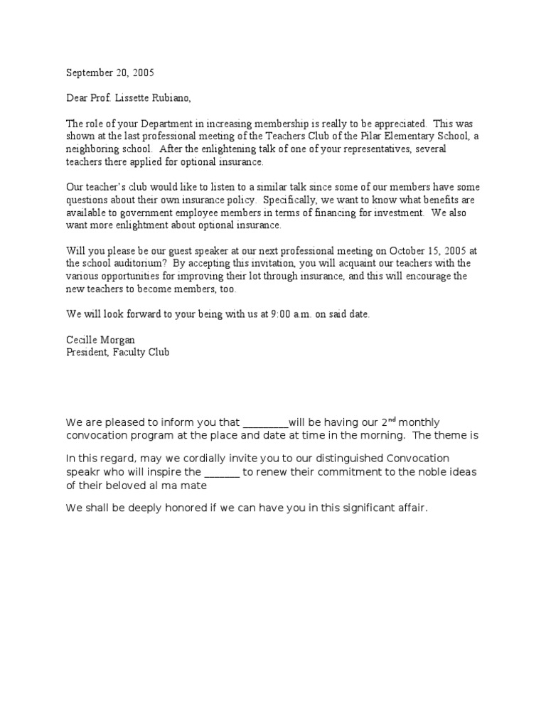 Invitation Letter Speaker | PDF