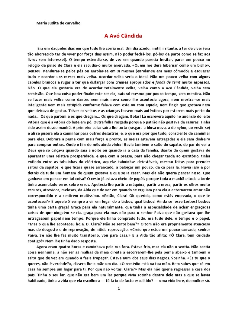 Conto Maria Judite de Carvalho | PDF | Amor | Vida