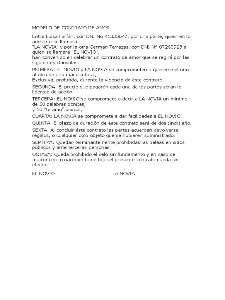 Modelo de Contrato de Amor | PDF