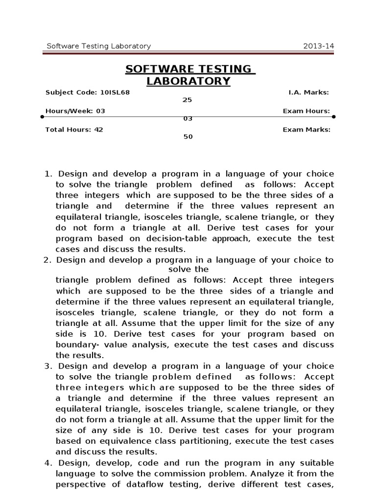 Software Testinglab Manual | PDF | Software Testing | Triangle