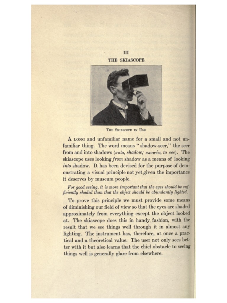 Skiascope Instructions From Benjamin Ives Gilman, Museum Ideals of ...