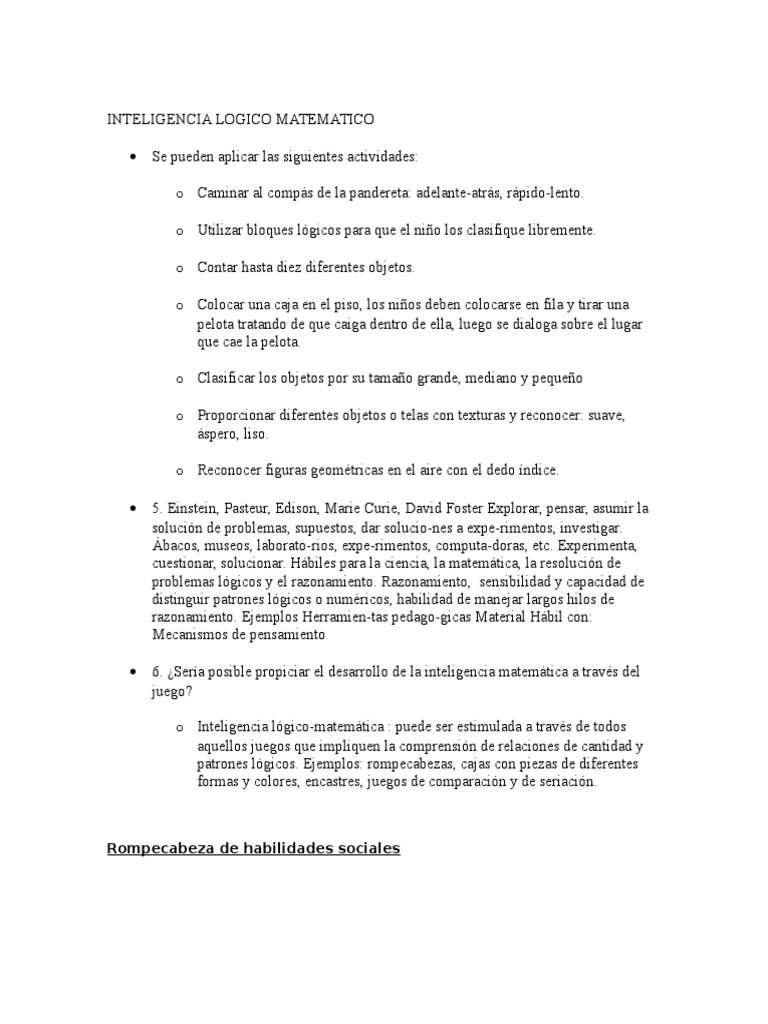 Inteligencia Logico Matematico | PDF | Lógica | Enseñanza de matemática