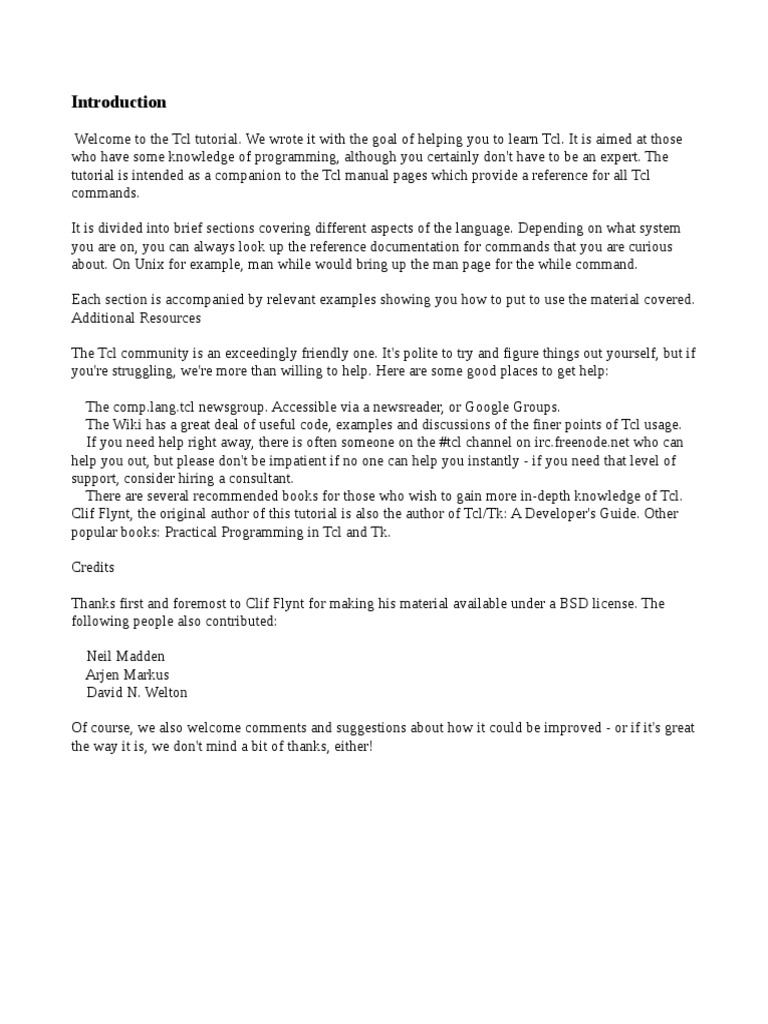 TCL | PDF | Parameter (Computer Programming) | Command Line Interface