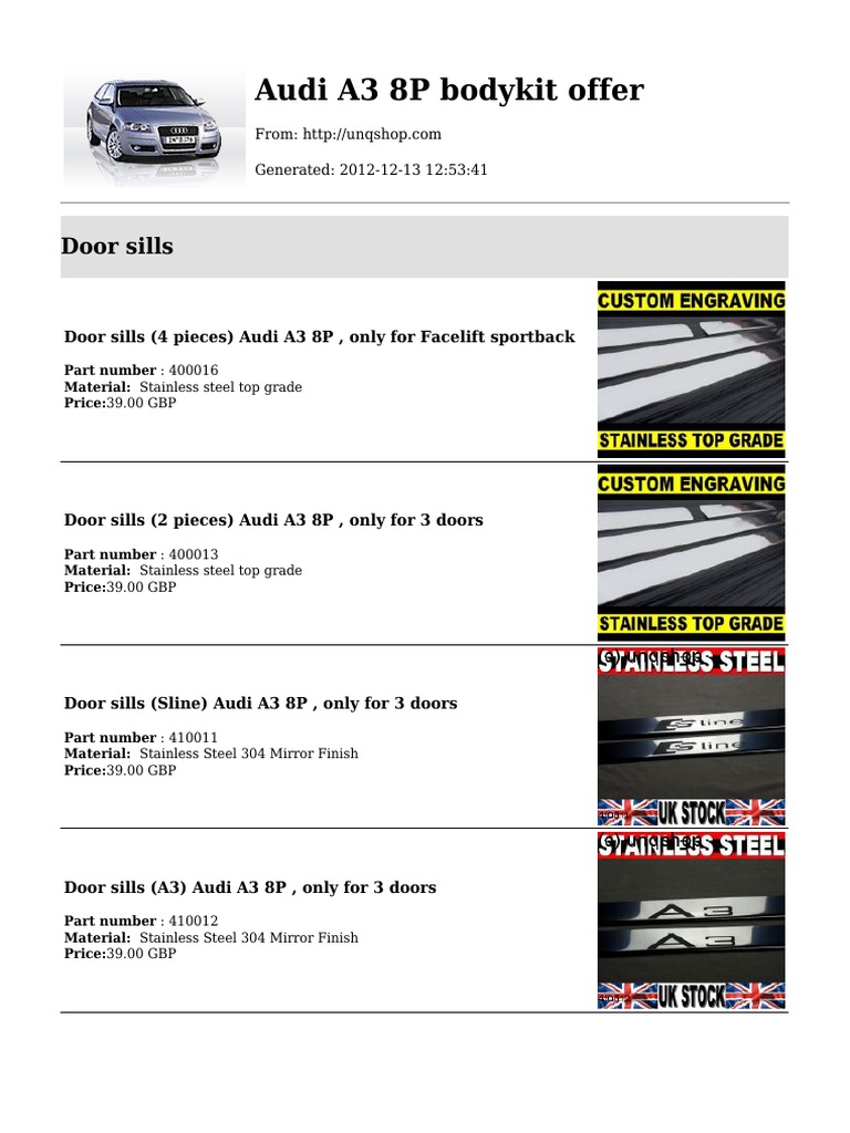 Audi A3 8P | PDF | Car Body Styles | Car