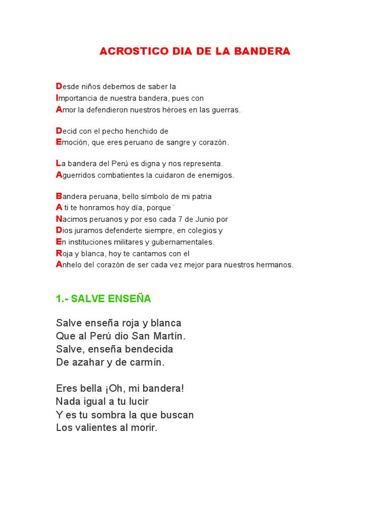 Acrostico Dia de La Bandera | PDF