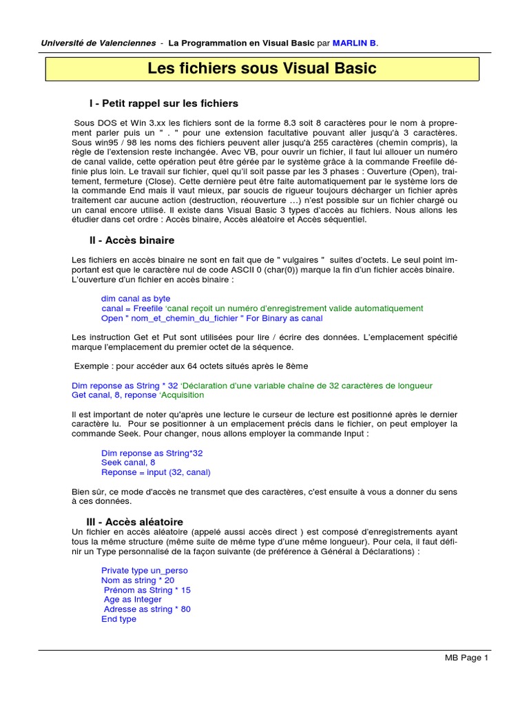 Fichier VB6 | PDF | De base | Fichier informatique