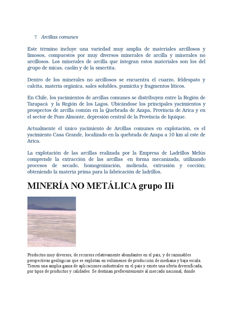 Arcillas comunes y smectita en Chile | PDF | Arcilla | Minería