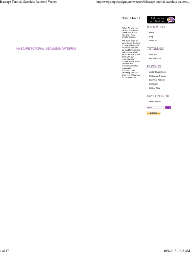 Inkscape Tutorial - Seamless Patterns - Vectors | PDF | Adobe Photoshop ...