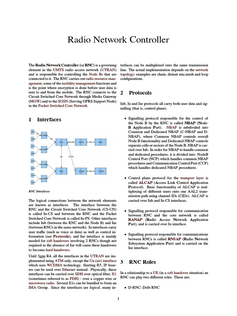 Radio Network Controller | PDF | Computer Network | Radio Resource ...