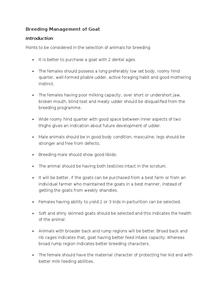 Breeding Management of Sheep and Goat | PDF | Goat | Pregnancy