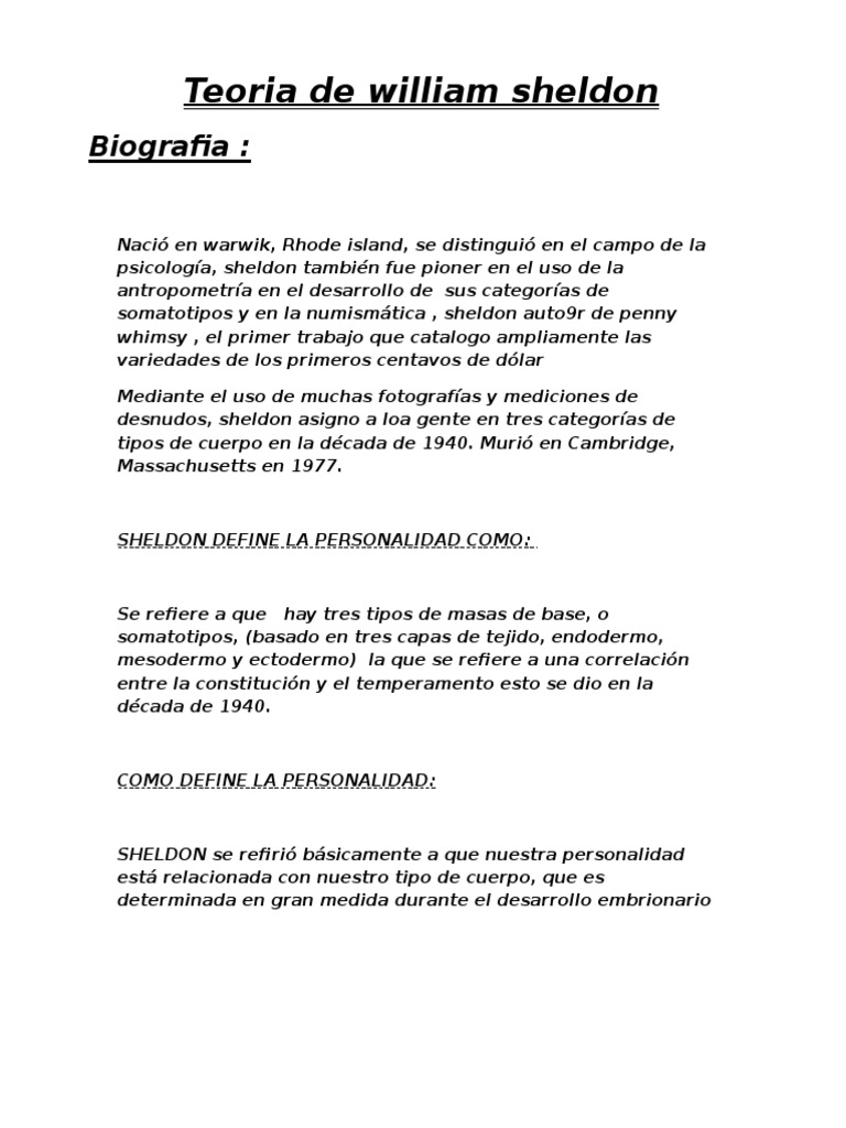 Teoria de William Sheldon | Descargar gratis PDF | Sicología ...