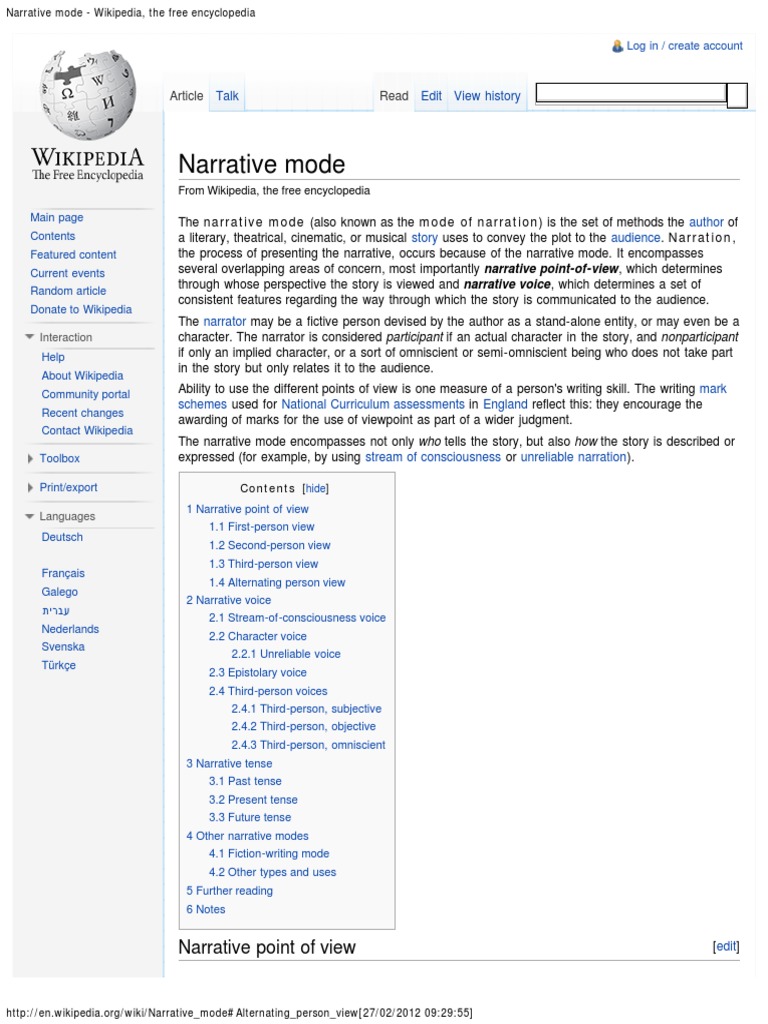 Narrative Mode - Wikipedia, The Free Encyclopedia | PDF