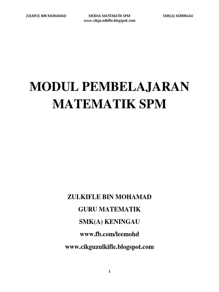 Modul Topikal Math-Spm | PDF | Metode & Bahan Ajar