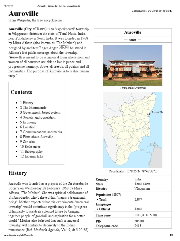 Auroville - Auroville Is Meant To Be A Universal Town Where Men and ...