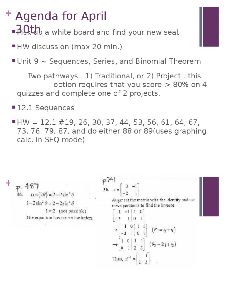 April Agenda: Sequences & Series | PDF