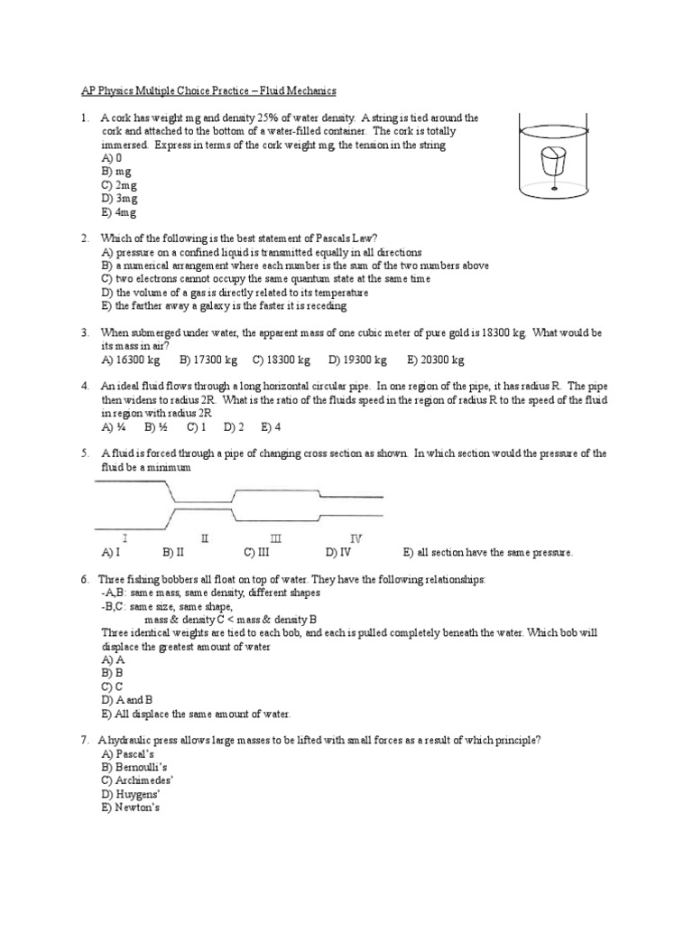 8a-Fluids MC Practice Problems | PDF | Buoyancy | Density