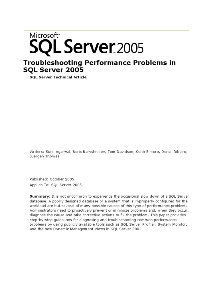 Troubleshootin SQL 2005 Performance | PDF | Business
