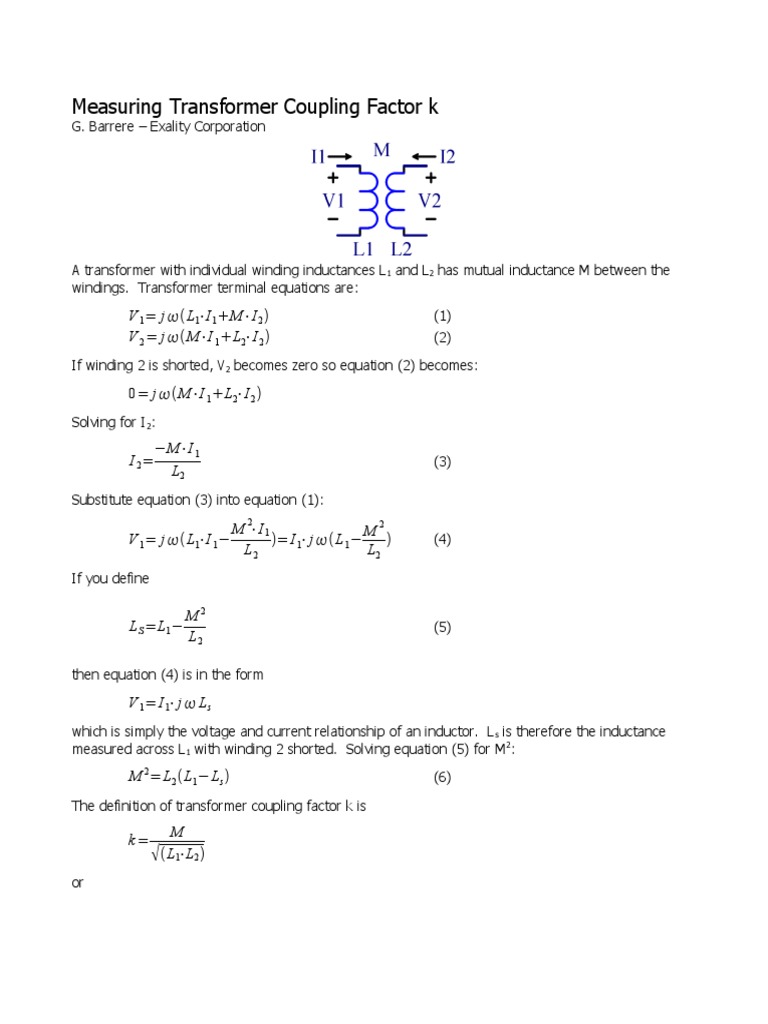 Transformer Coupling Factor k Explained | PDF | Inductance | Transformer
