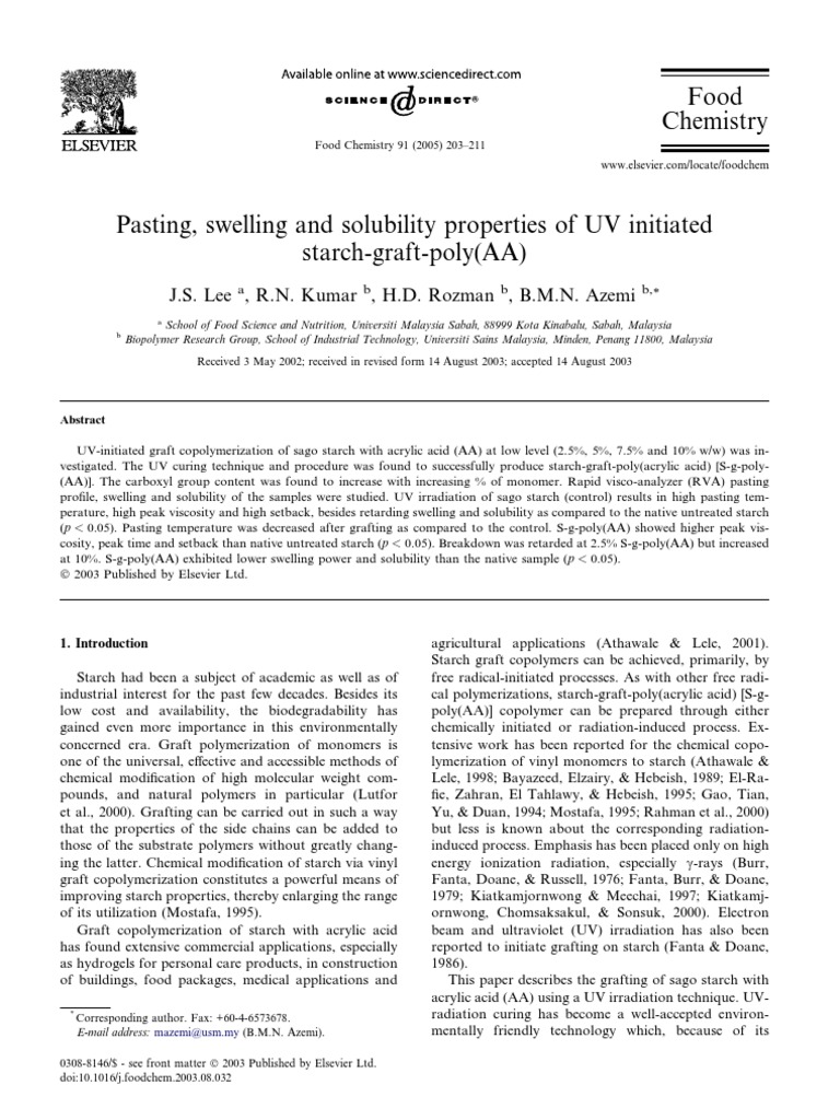 Lee Et Al 2005 | PDF | Starch | Copolymer