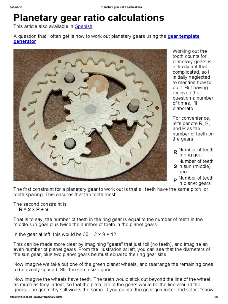 Planetary Gear Ratio Calculations | PDF | Gear | Classical Mechanics