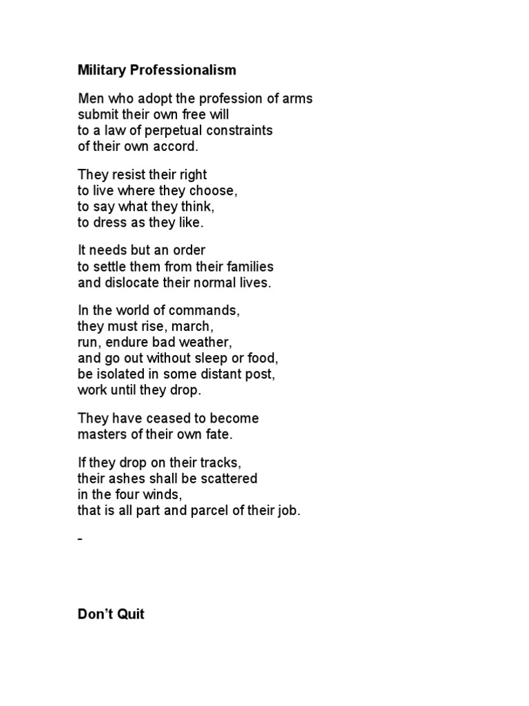 Military Professionalism Men Who Adopt The Profession | PDF | Military ...