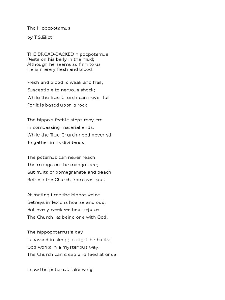 The Hippopotamus | PDF | Christian Church | T. S. Eliot
