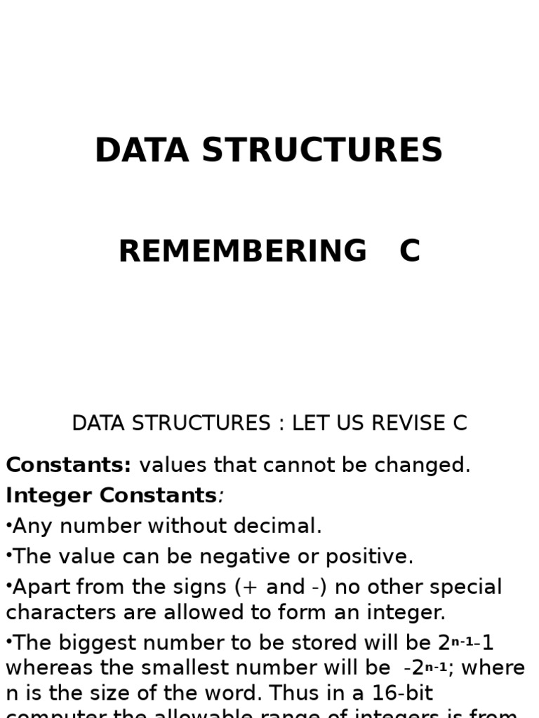DATA Structures 10 Remember C | PDF | Pointer (Computer Programming) | C (Programming Language)